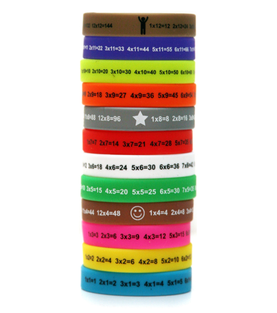 Silicone Times Tables Wristbands | Wristbands.co.uk